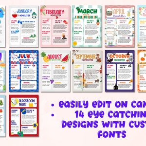 14 Colorful Themed Newsletters. Easily Edit With CANVA. - Etsy