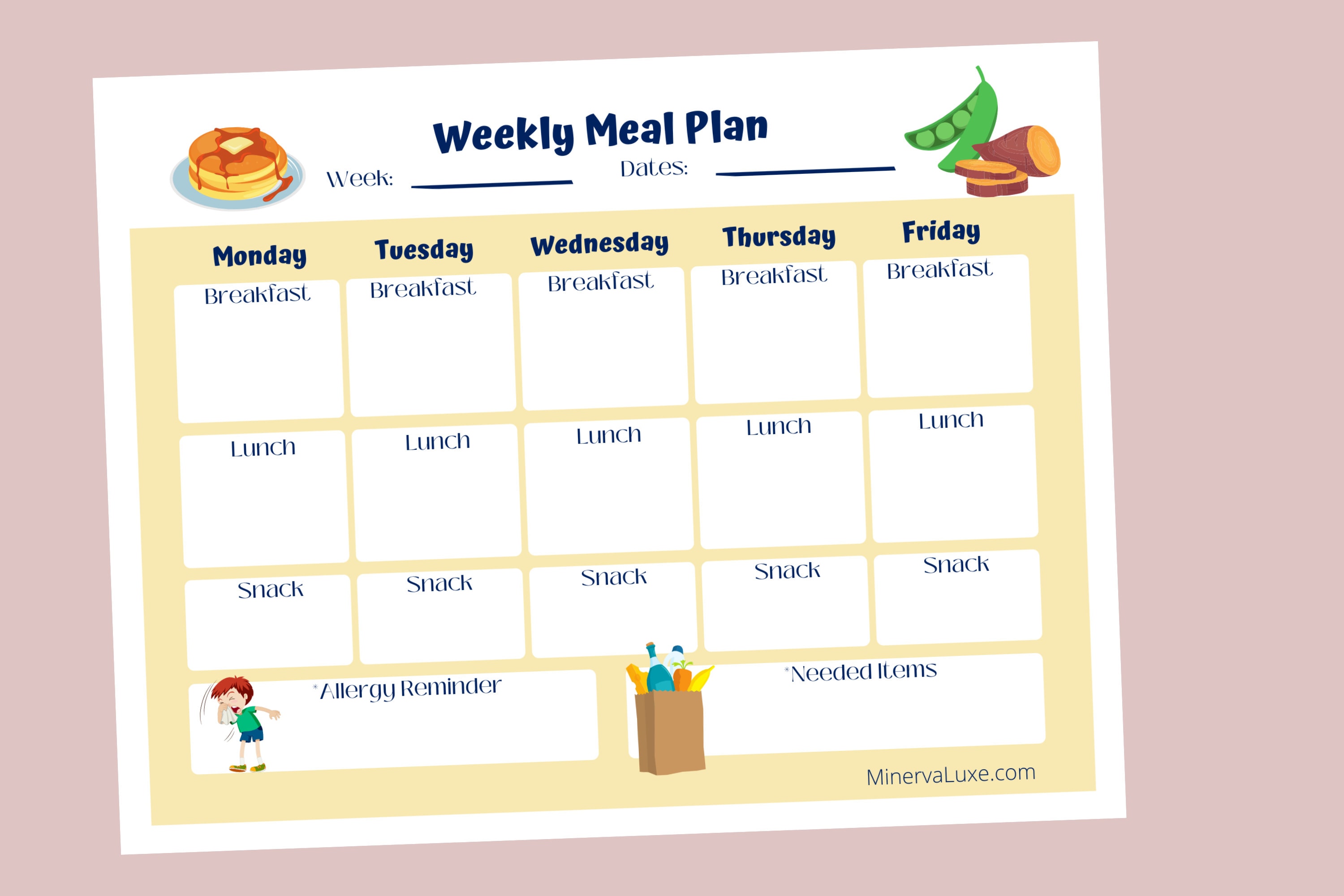 4 Fillable PDF Menus for Childcare, Daycare, Learning Academy. - Etsy