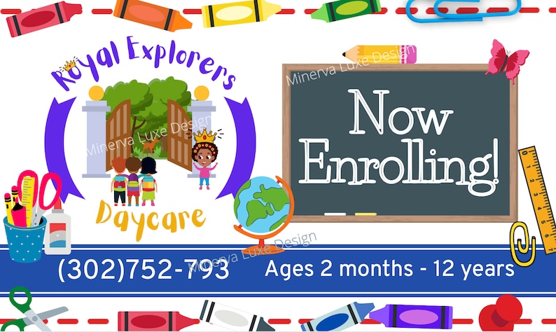 Childcare Banner. Now Enrolling. Add Your Logo! - Etsy