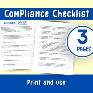 Compliance Checklist for New Daycare and In-home Care Centers - Etsy