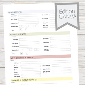 DAYCARE ENROLLMENT FORMS/ Childcare Center Printable Daycare Contract ...