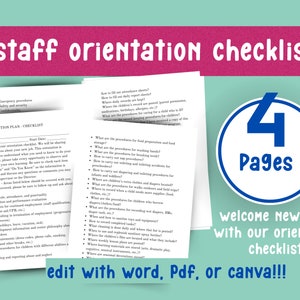 Daycare Employee Orientation Checklist for New Childcare Teachers - Etsy