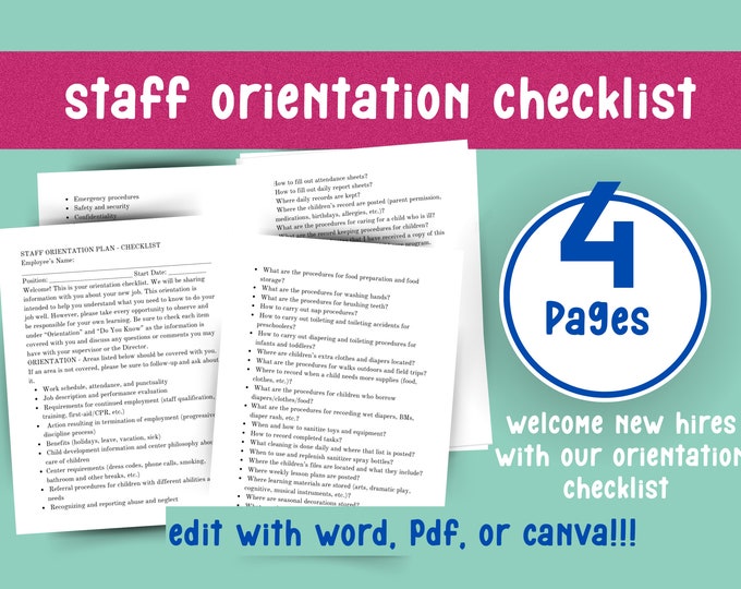 Daycare Employee Duties Checklist/ Child Care Staff Duties Checklist ...