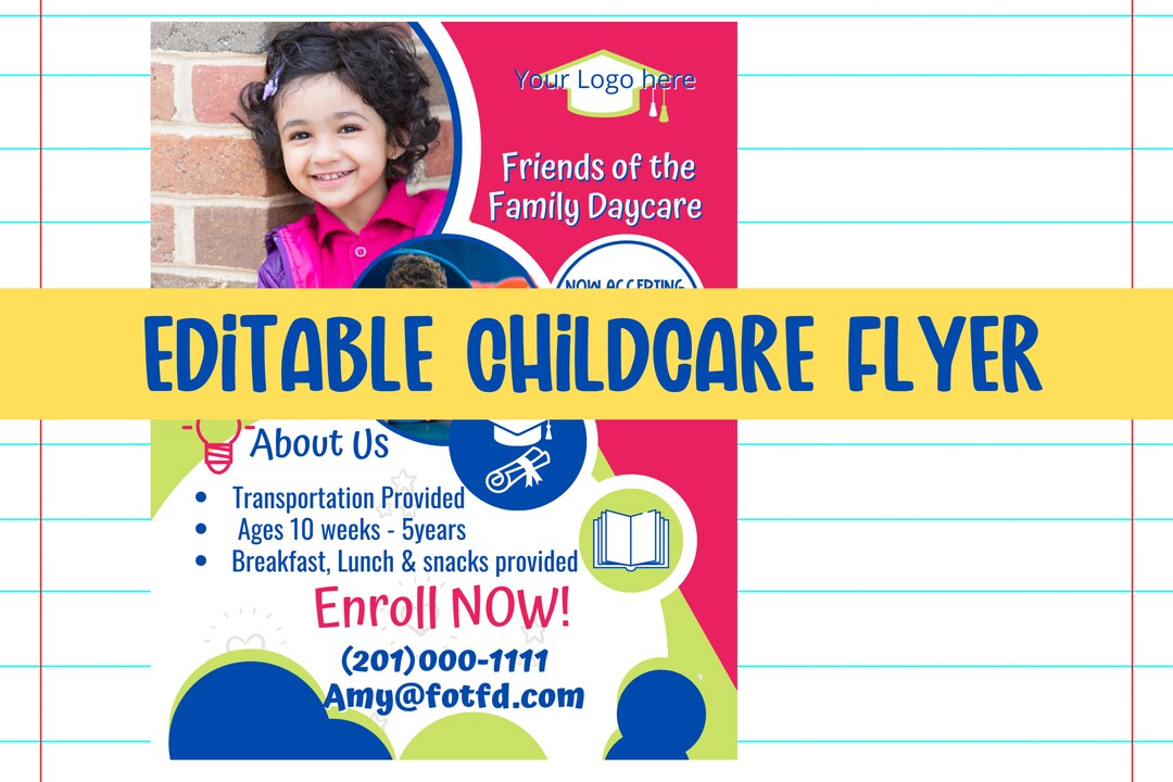 Editable Flyer for Childcare, Daycare, Learning Academy, Montessori ...