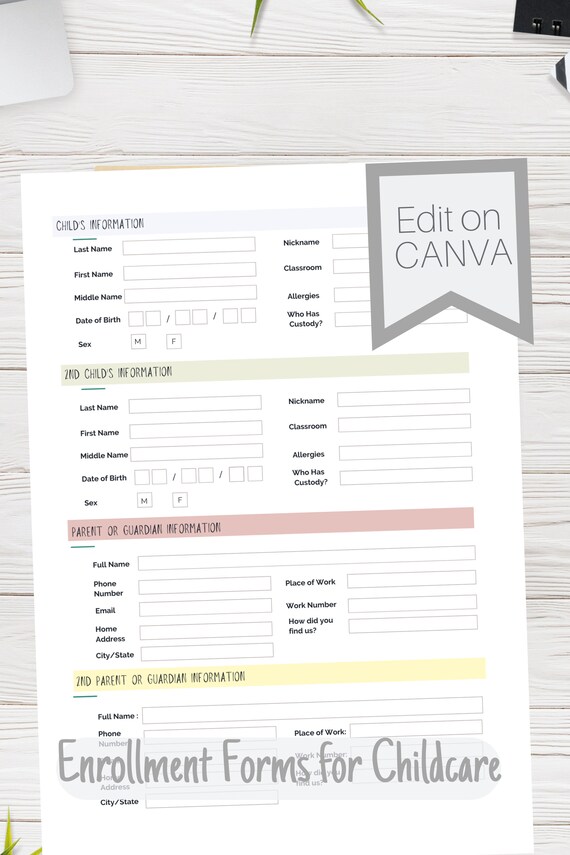 Enrollment. Start A Daycare Enrollment Packet for Childcare - Etsy