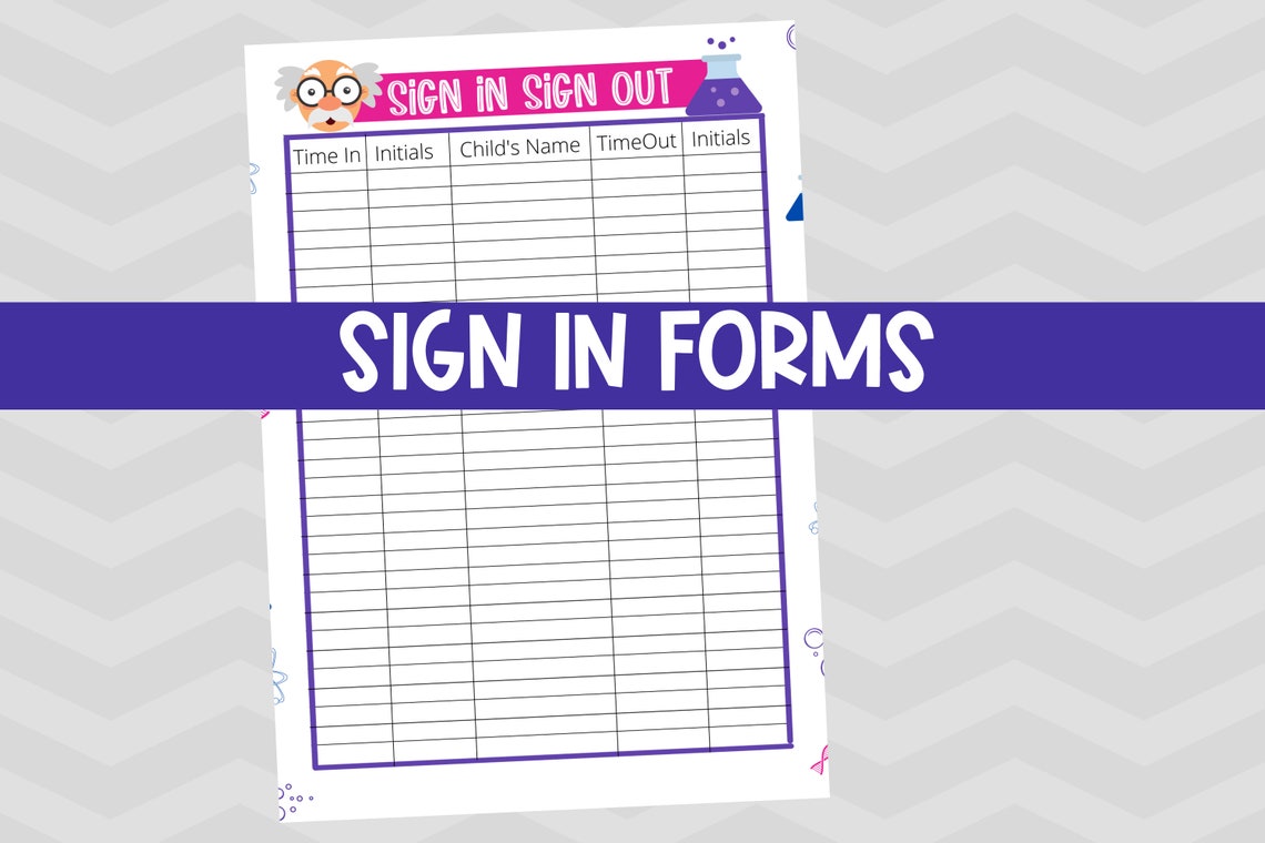 Fun Daycare, Childcare, Montessori, Home School Sign in Sign Out Forms ...