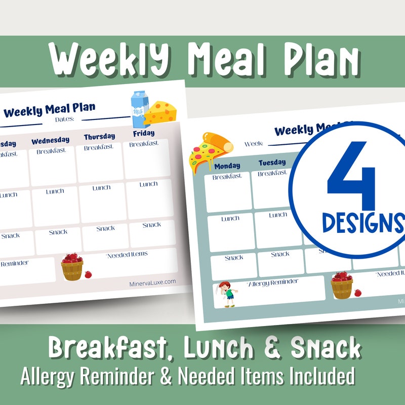 Daycare Weekly Menu - Etsy