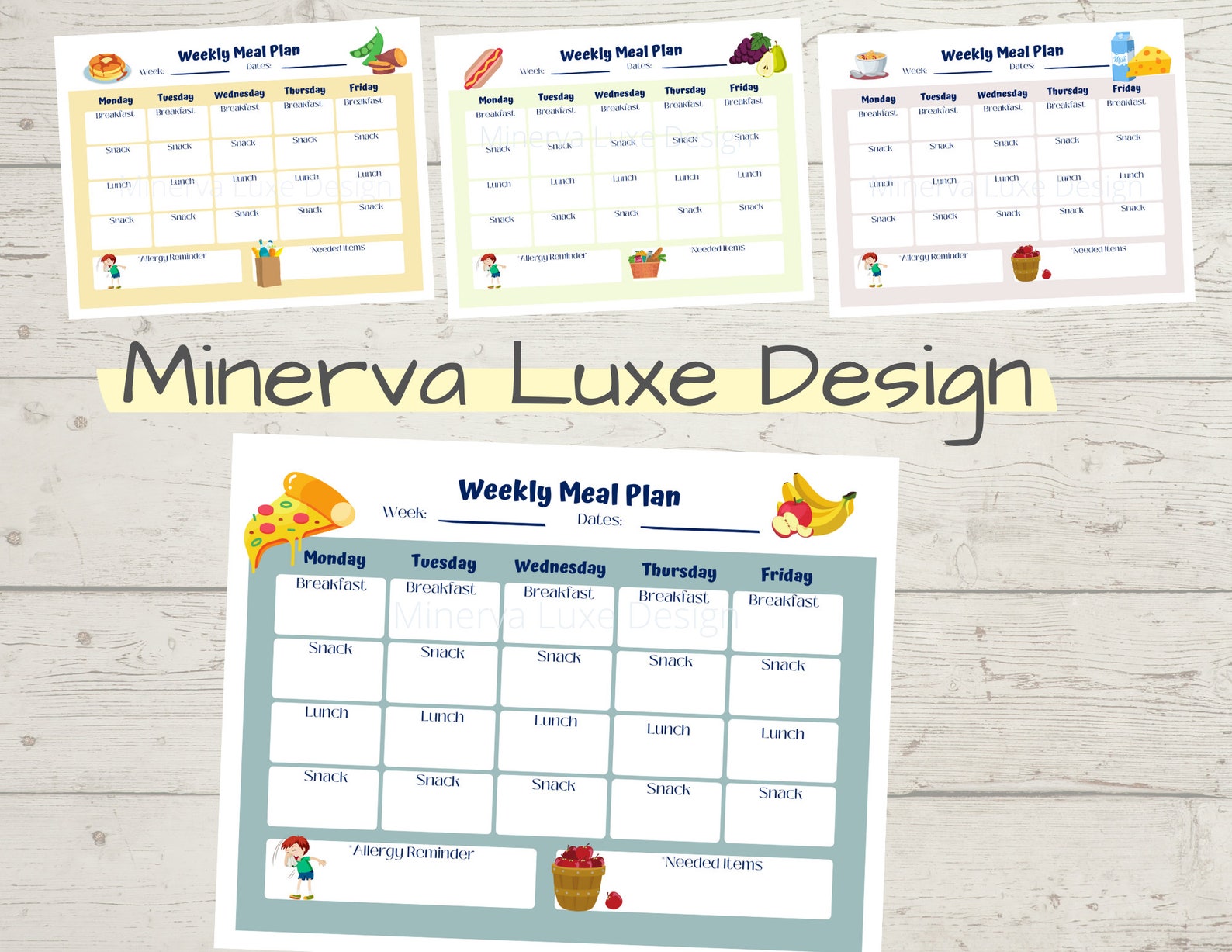 Daycare, Childcare, Home Care Printable Meal Plan, Meal Prep Planner ...