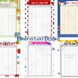 25 Colorful Sign in Sheets for Home Care, Childcare, Daycare Centers - Etsy