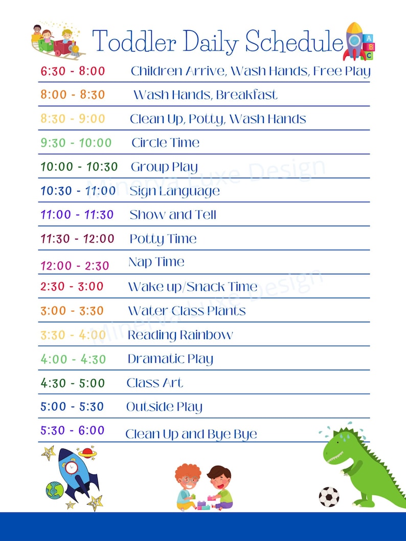 Toddler Schedule. Editable File. Daycare Childcare Home Care - Etsy