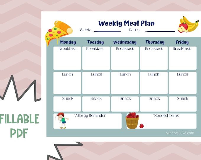 4 Fillable PDF Menus for Childcare Daycare Learning Academy. - Etsy