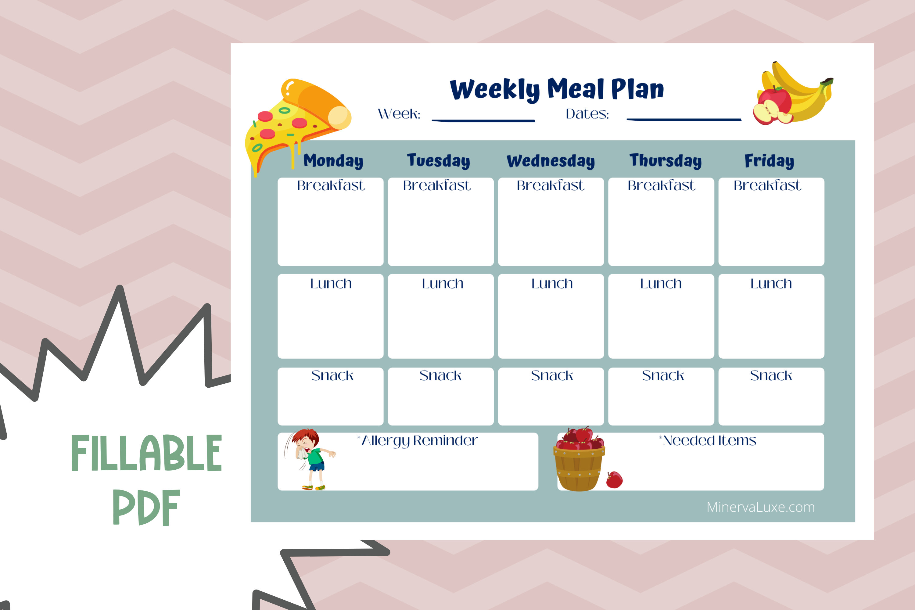 4 Fillable PDF Menus for Childcare, Daycare, Learning Academy. - Etsy