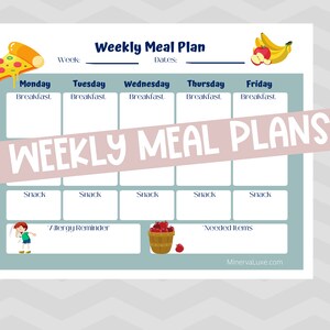 Daycare, Childcare, Home Care Printable Meal Plan, Meal Prep Planner ...