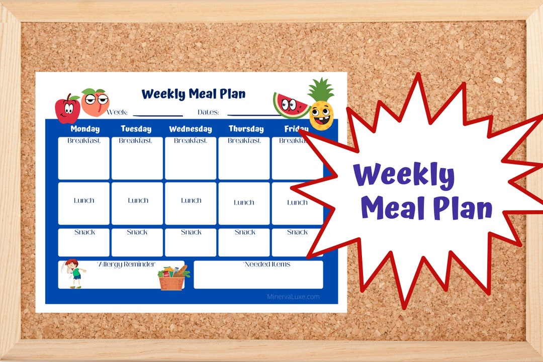Weekly Meal Planner for Child Care Center - Etsy
