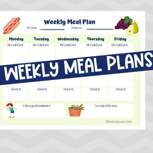 Daycare, Childcare, Home Care Printable Meal Plan, Meal Prep Planner ...