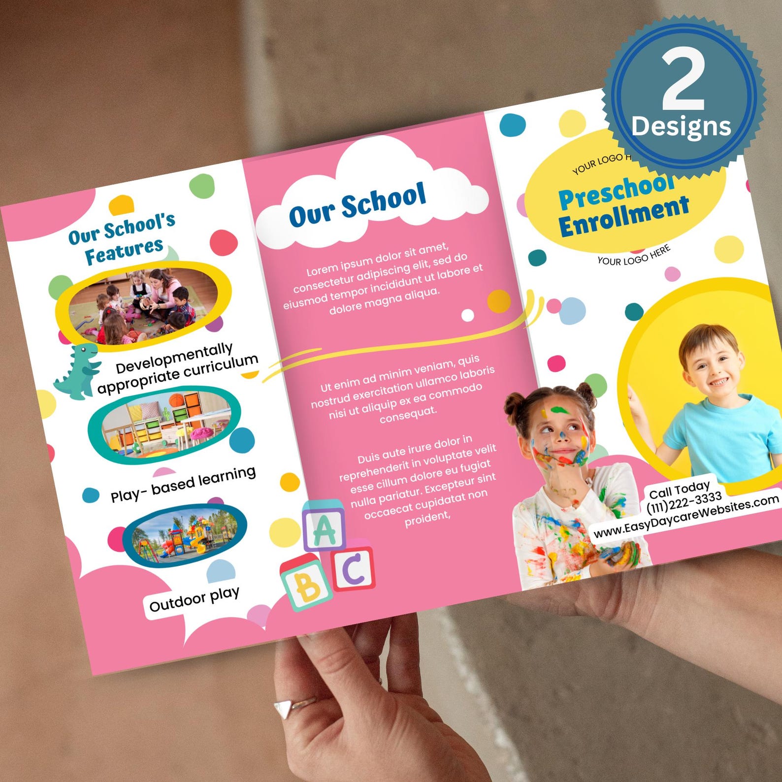 Editable Tri-fold Brochure, FREE CANVA Account, Daycare Centers ...