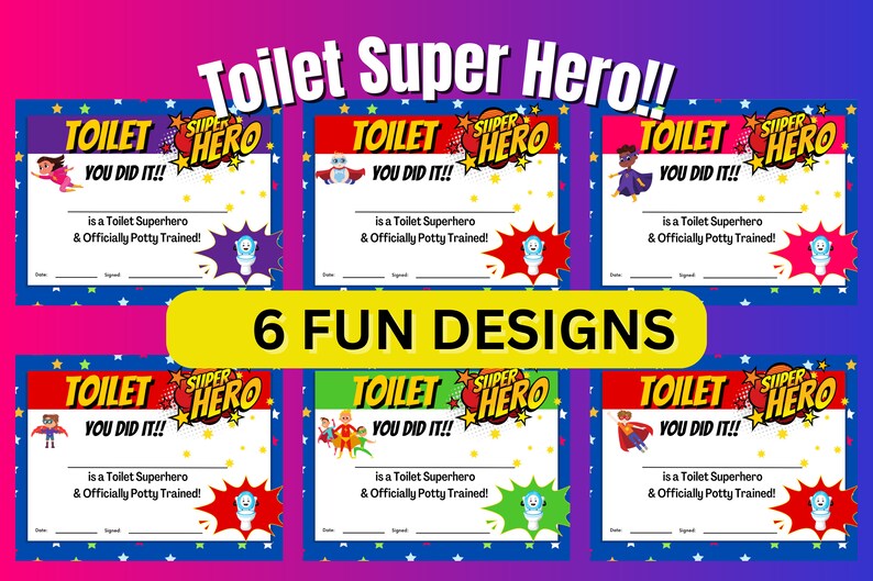 Potty Superhero: Colorful Award for Toddlers Using the Toilet. Potty ...