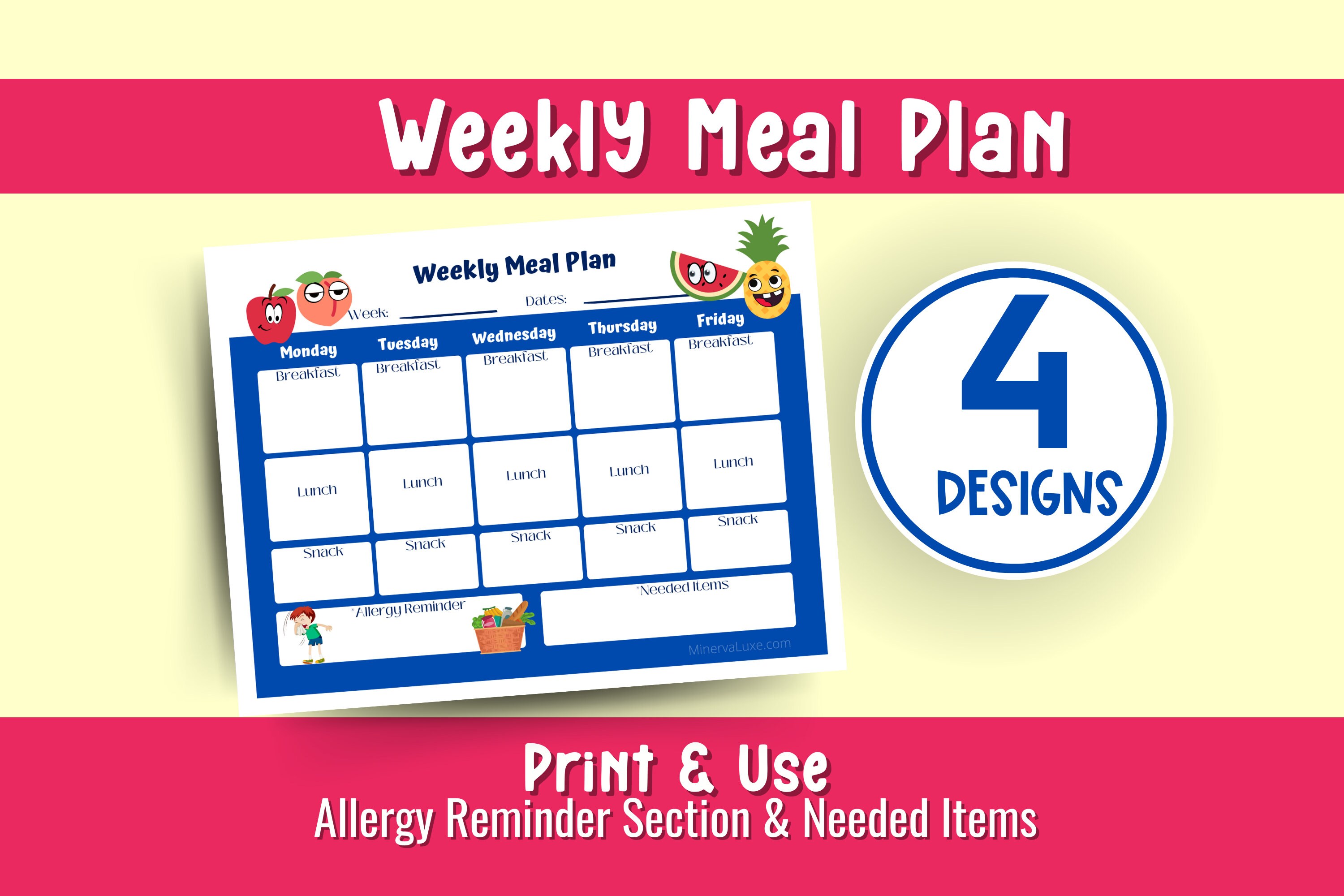 Weekly Meal Planner for Child Care Center - Etsy