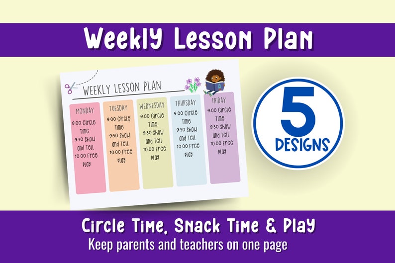 Weekly Lesson Plans for Daycare/child Care Center - Edit the Text on ...