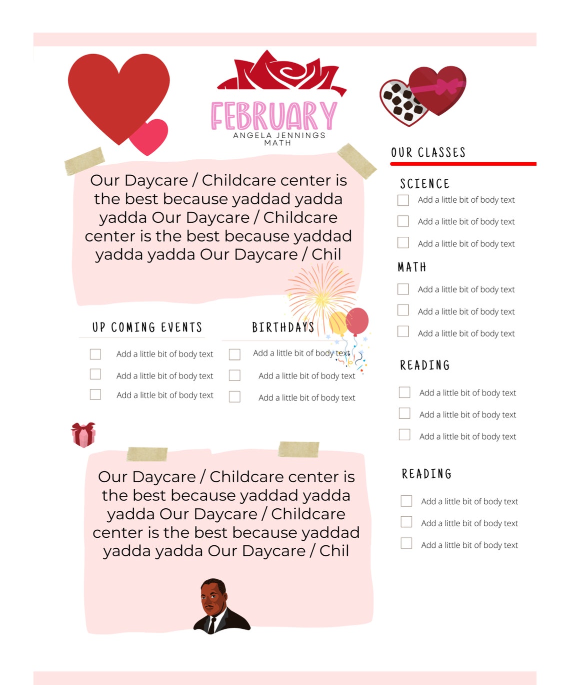 February Newsletter Template. Easily Edit With Free Canva Account. - Etsy