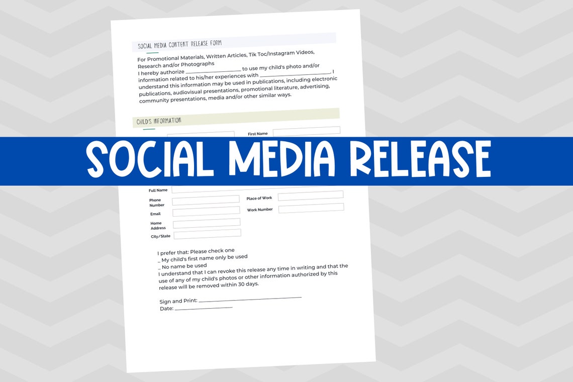 Childcare Photo Release Form, Editable Template (canva, PDF) - Etsy