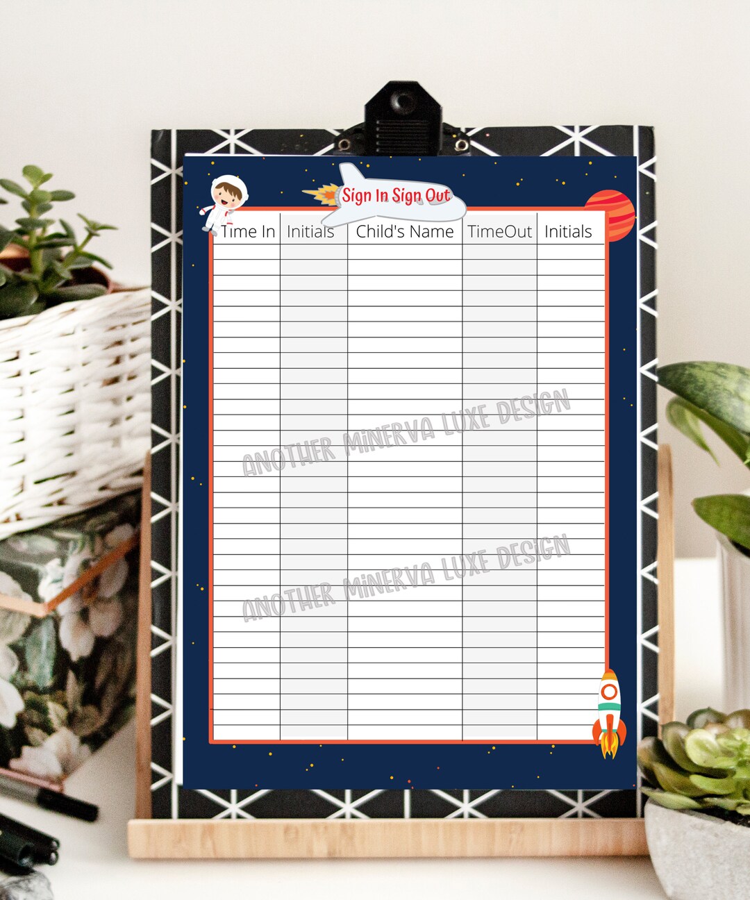 Out in Space Childcare Sign in Sheet - Etsy