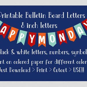 Printable Bulletin Board Letters and Numbers With Black Outline for ...