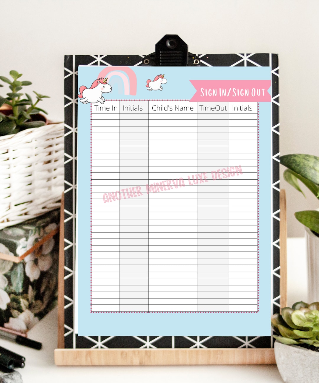 Unicorn & Rainbow Sign in Sign Out Flyer - Etsy