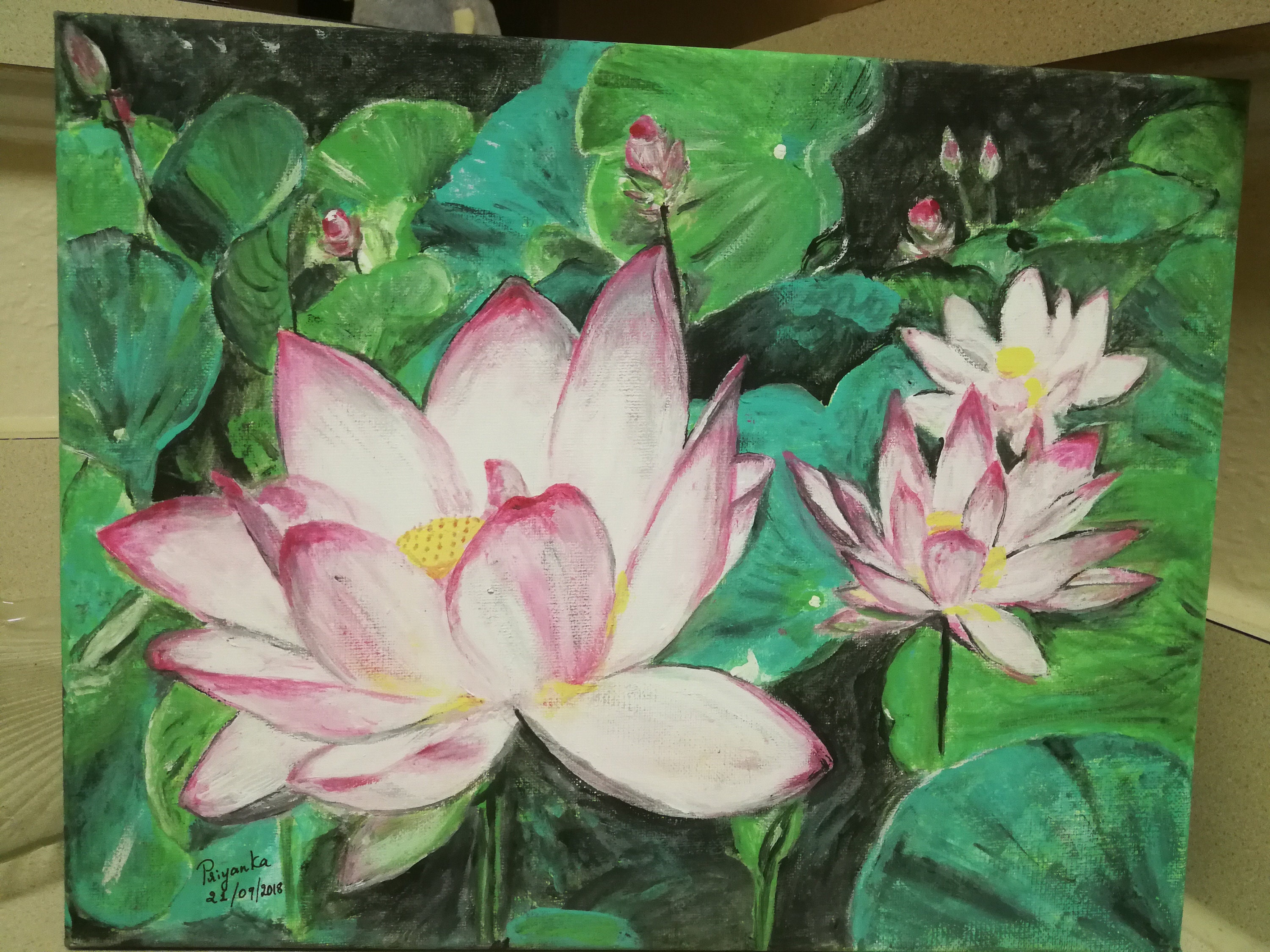 Lotus Flower Acrylic Painting