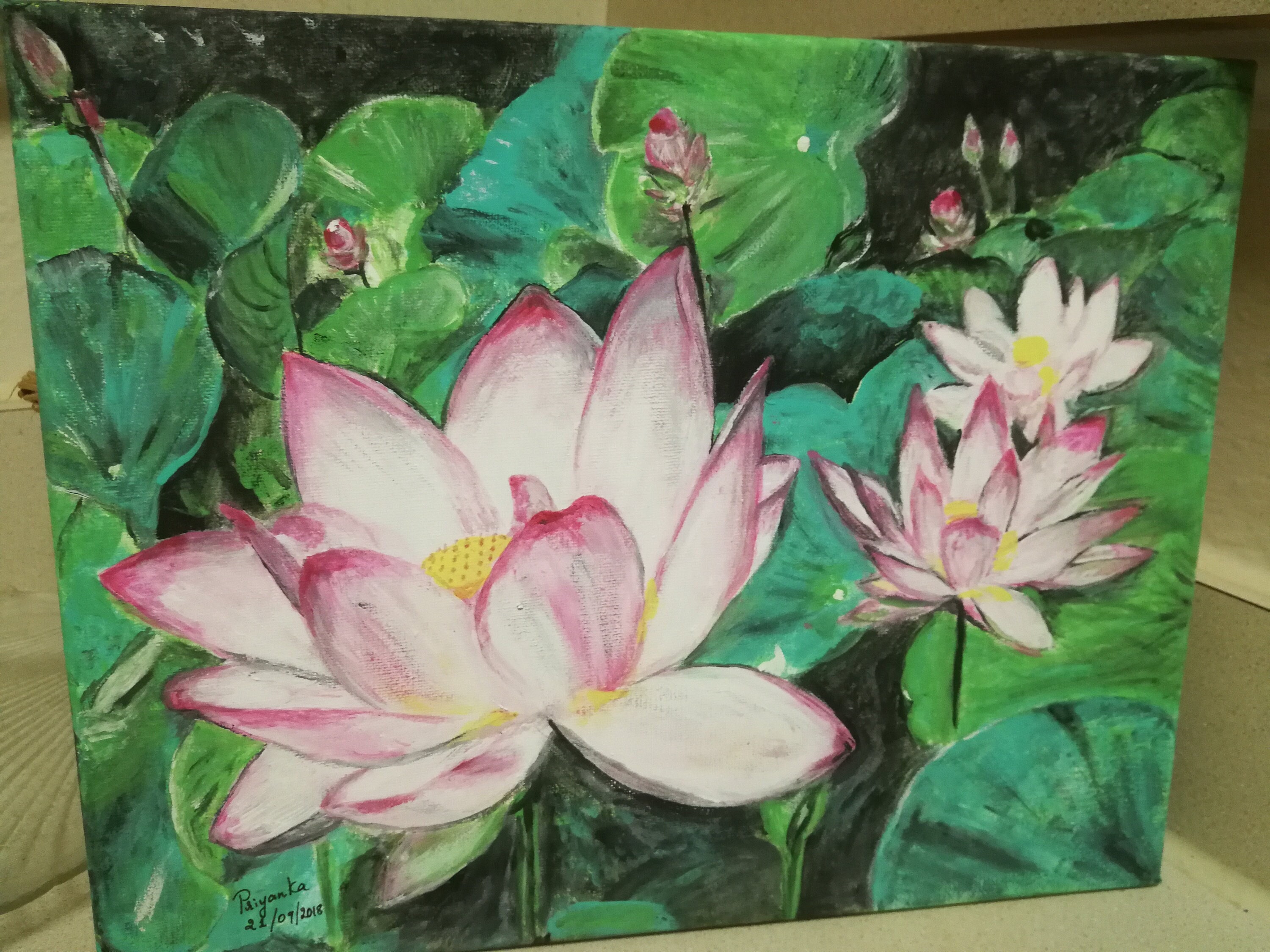 Lotus Flower Acrylic Painting