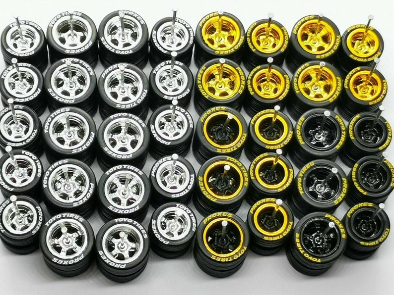 Hot Wheels 5 Spoke ( TOYO Yellow Letter ) Tire 20 Sets MIX Color 10/12 ...