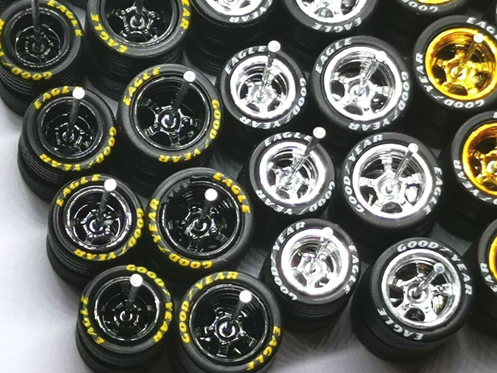 MATCHBOX / Hot Wheels 5 SPOKE Rubber Tire 12 Sets Mix Colors JDM 10/12 ...