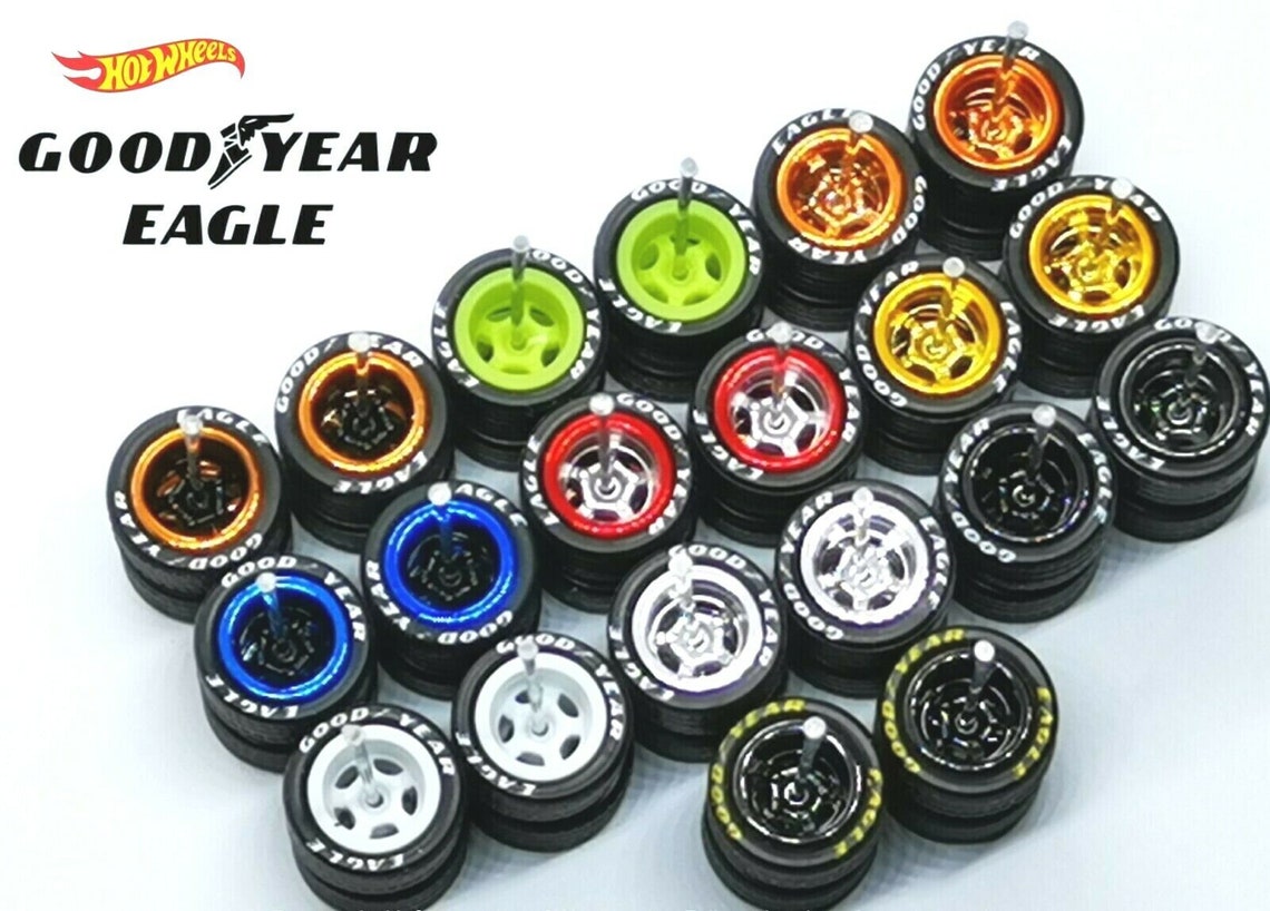 MATCHBOX / Hot Wheels 5 SPOKE Rubber Tire 12 Sets Mix Colors JDM 10/12 ...