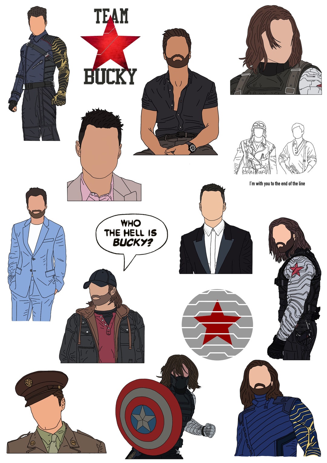 Bucky Barnes/ Sebastian Stan Sticker Pack - Etsy UK