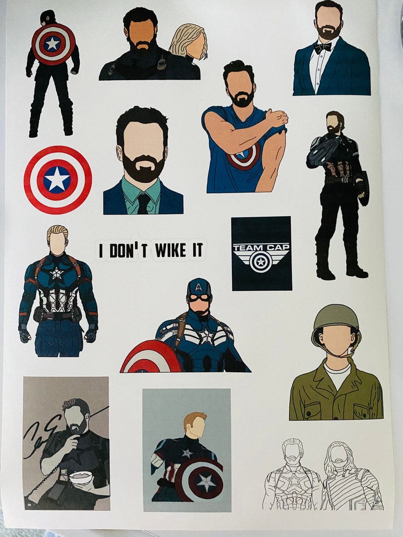Captain America/ Chris Evans Sticker Pack - Etsy UK