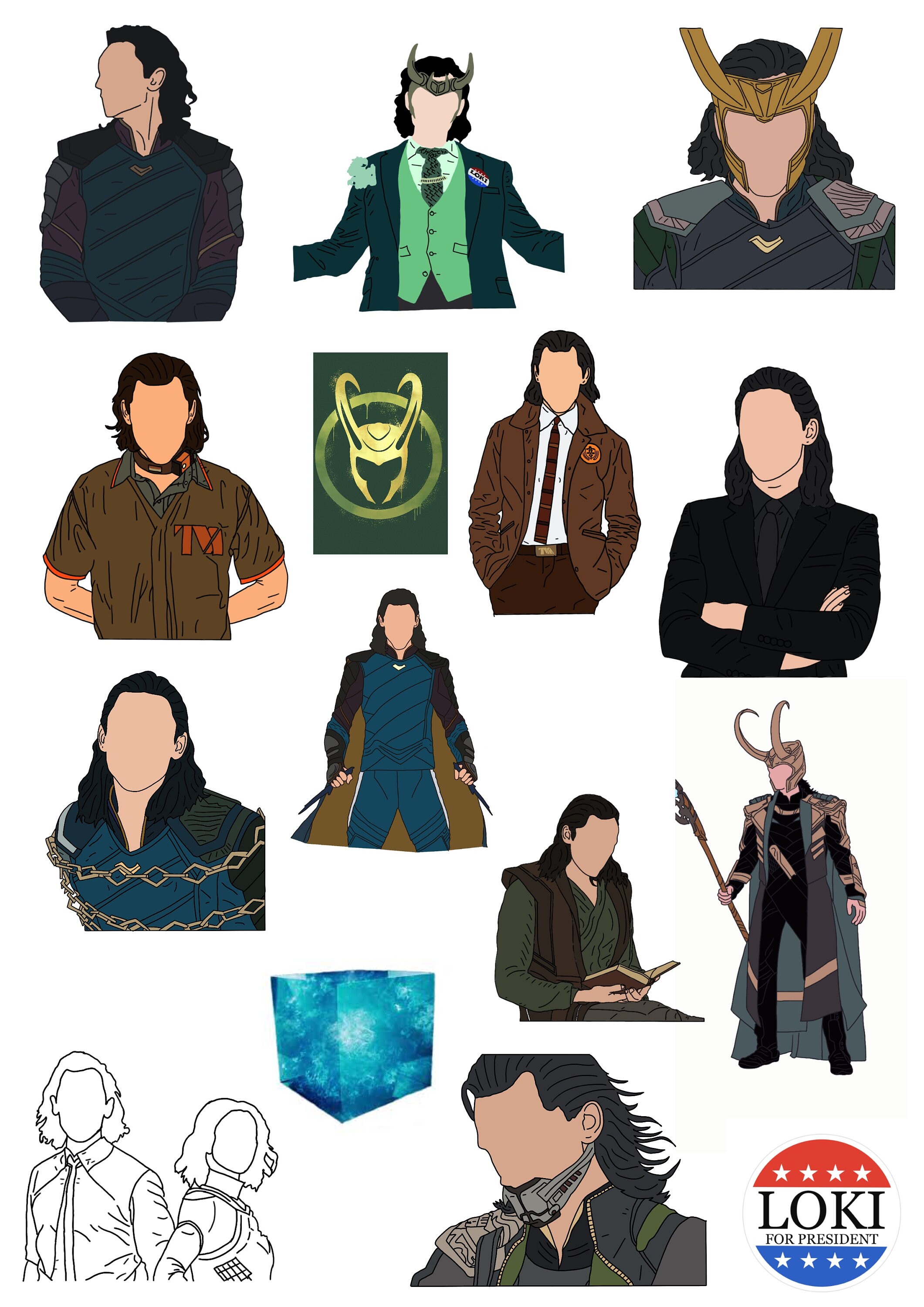 Loki Sticker Pack Tom Hiddleston God of Mischief - Etsy UK