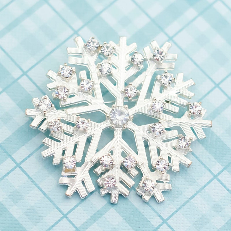 Snowflake Rhinestone Brooch - Etsy