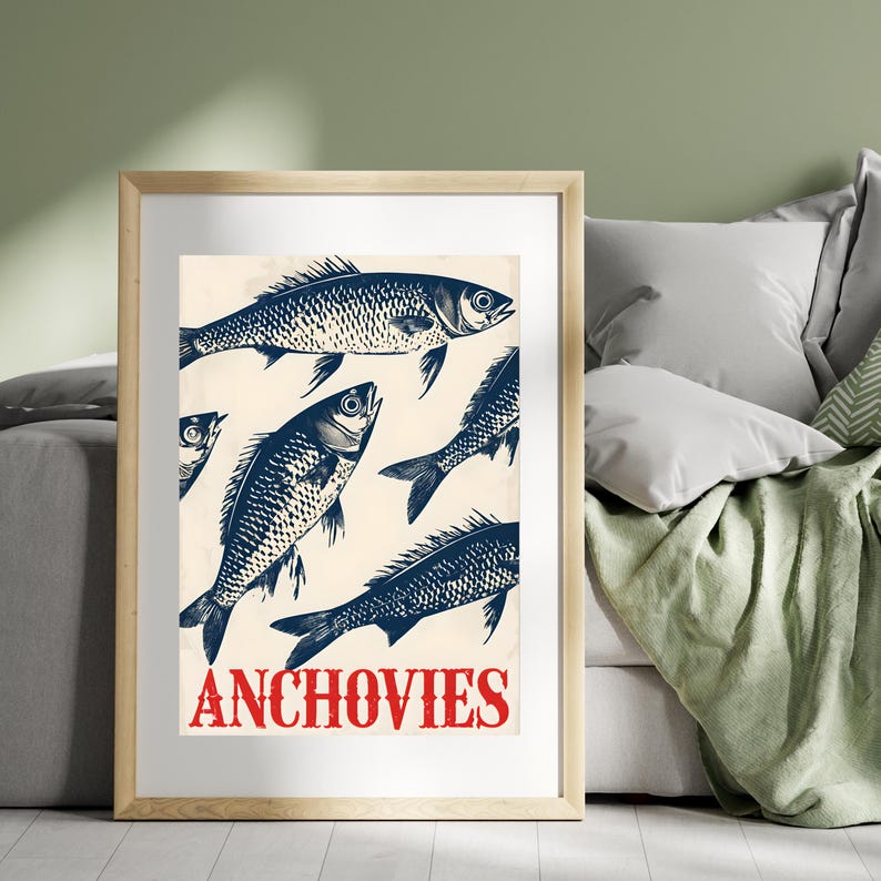 Vintage Anchovy Tin Poster: Retro Kitchen Wall Art (digital Download ...