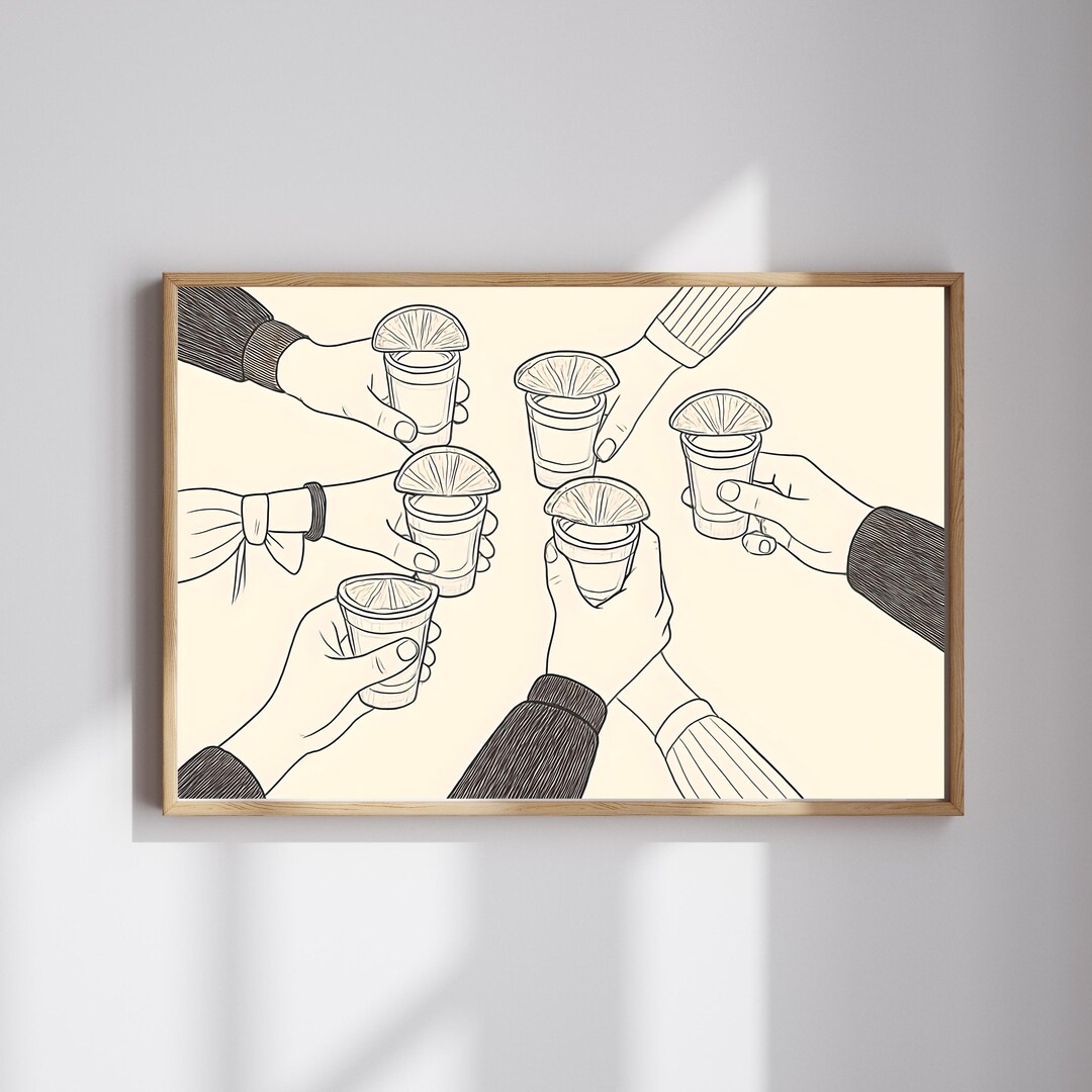 Cheers Shots Print: Bar Cart Art, Home Bar Decor (digital Download) - Etsy