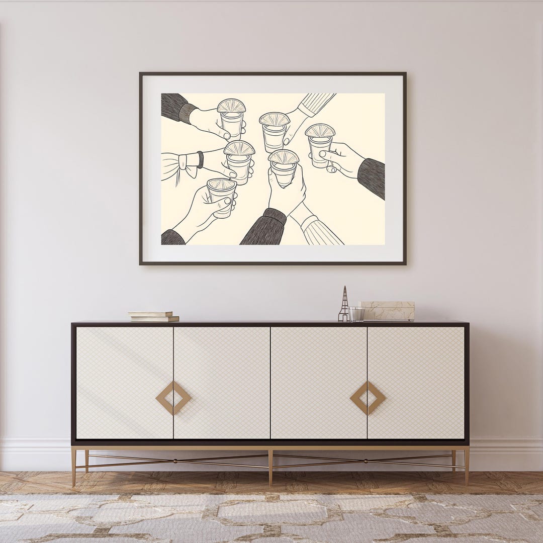Cheers Shots Matte Poster Bar Cart Wall Art, Home Bar Decor, Shots Sign ...