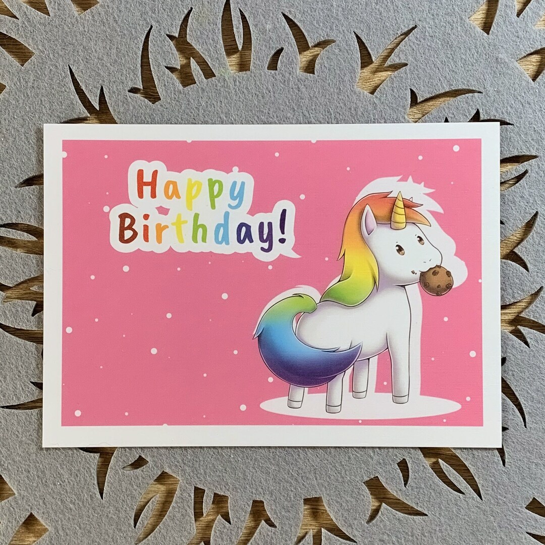 Unicorn Birthday Card DIN A6 10.5 Cm X 14.8 Cm on Linen - Etsy
