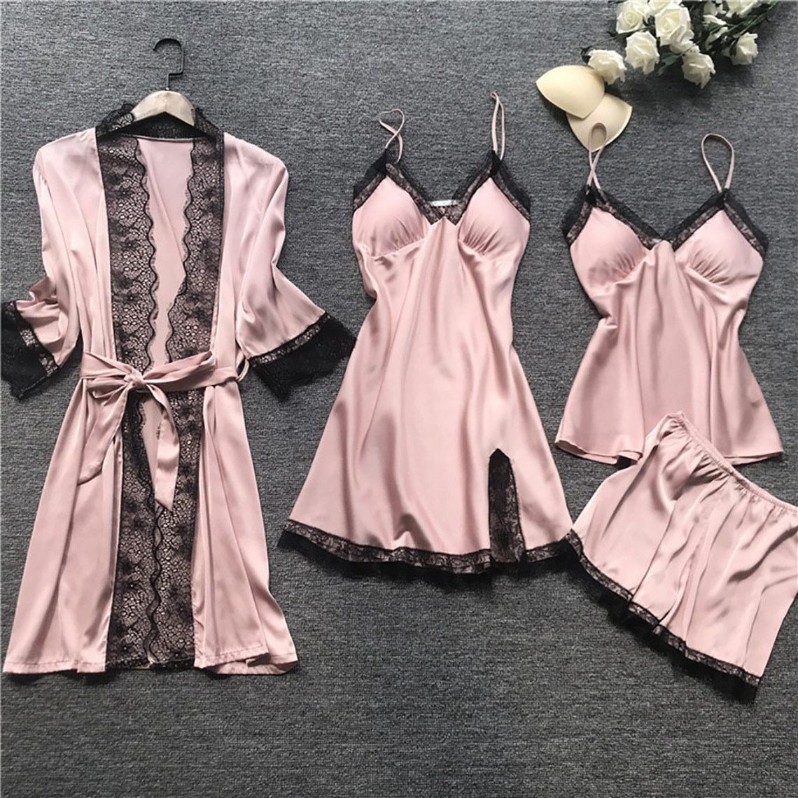Silk Sleepwear Set for Women Pajama Sets Satin Dress - Etsy