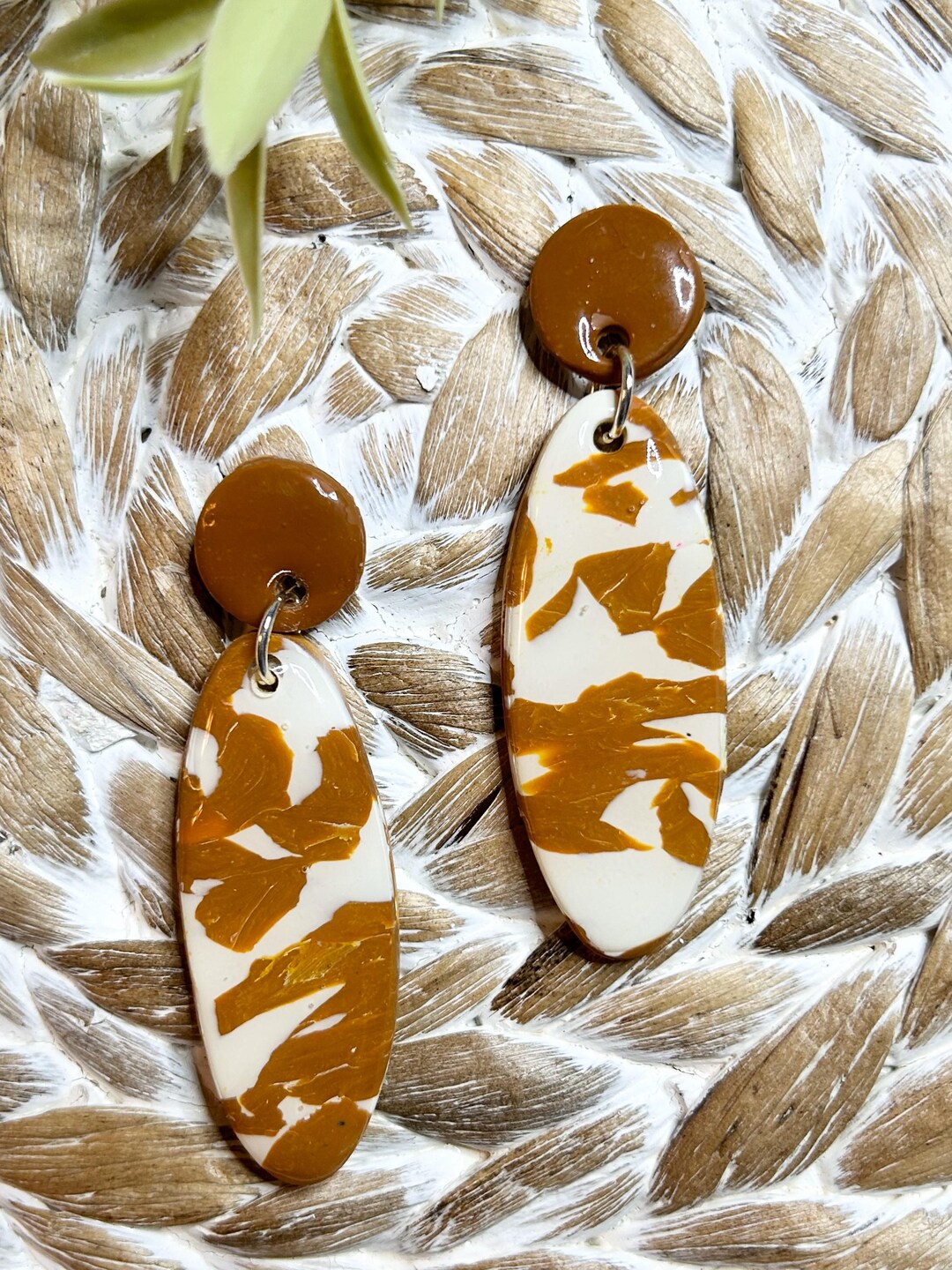 Handmade Burnt Orange Polymer Clay Dangle Earrings - Etsy
