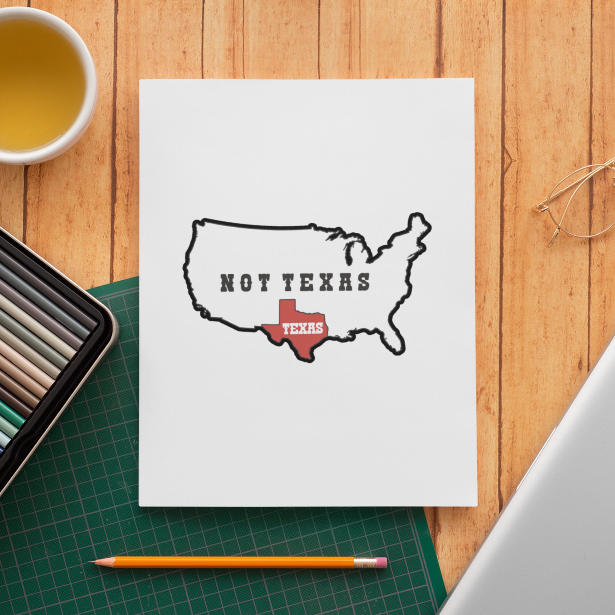 Texas / Not Texas Map USA Vinyl/ Glossy/ Weatherproof/ Decal Printable ...