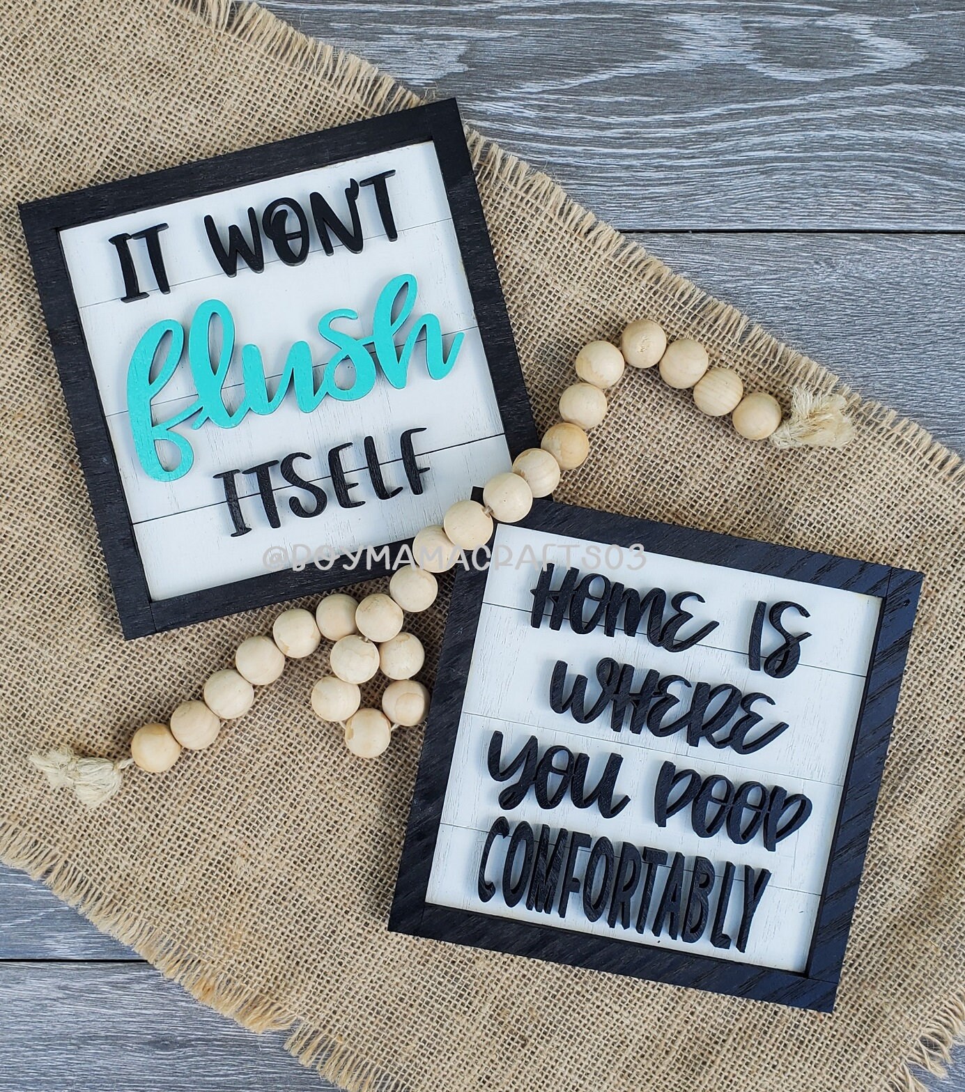 Slatted Bathroom Signs Set SVG, Reversible Signs, Funny Signs ...