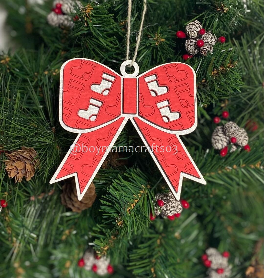 Funky Christmas Bows Layered Ornaments SVG, Glowforge Ready to Cut ...