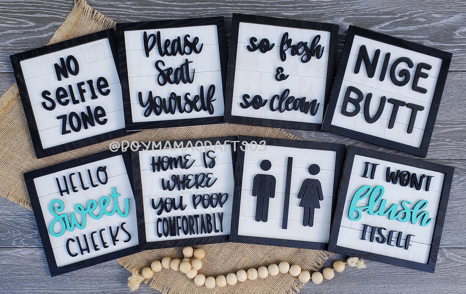 Slatted Bathroom Signs Set SVG, Reversible Signs, Funny Signs ...