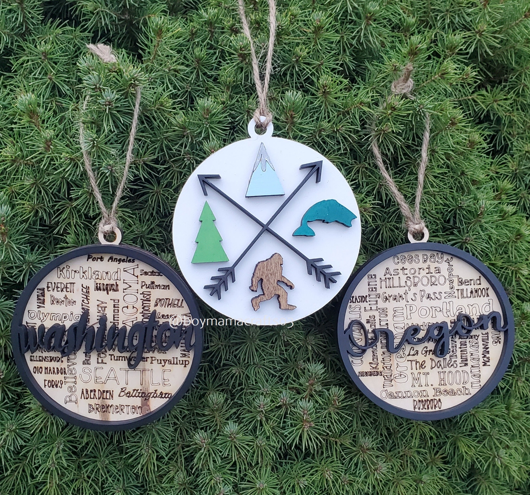PNW Ornaments SVG Glowforge Laser Cut Files Christmas - Etsy