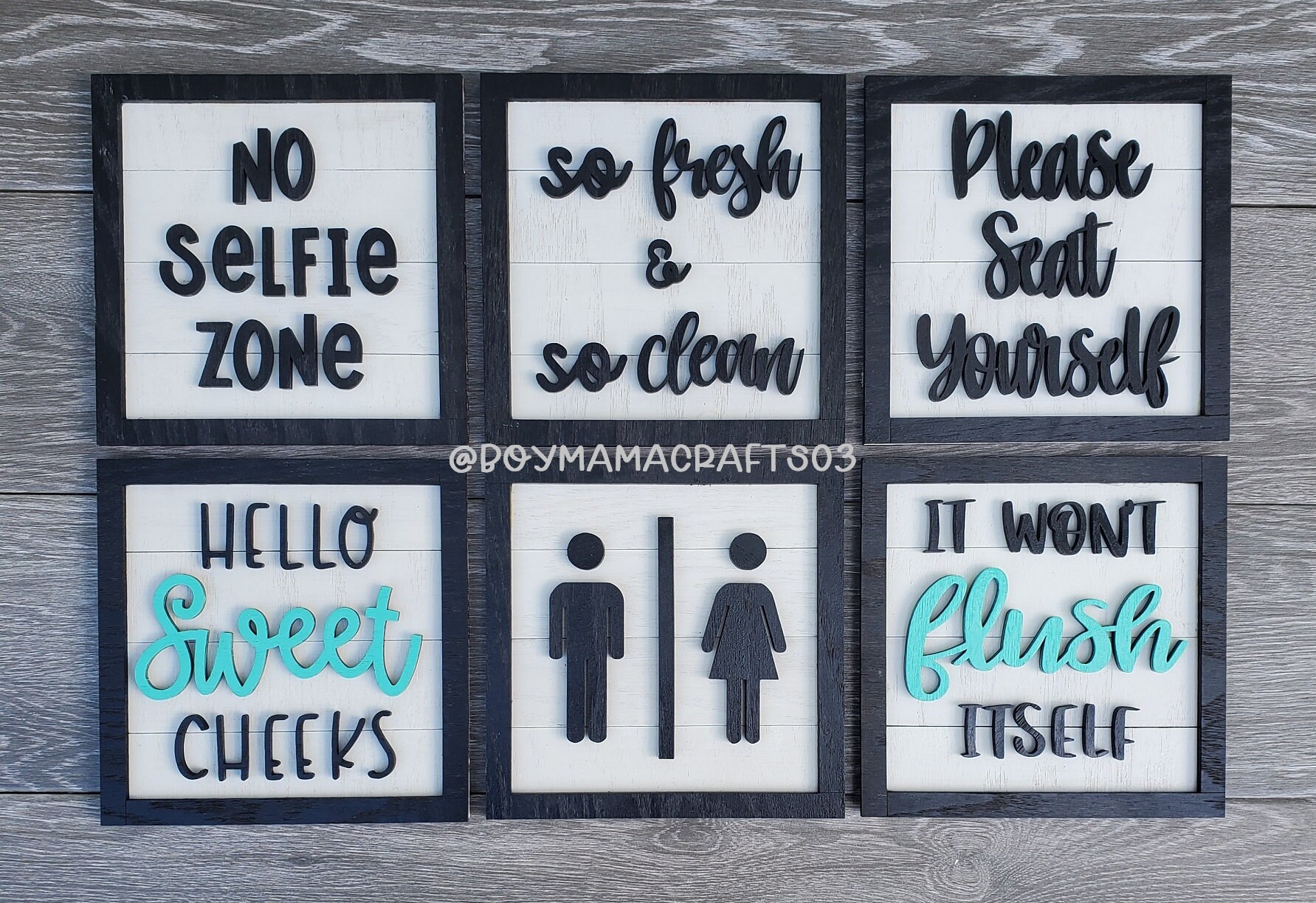 Slatted Bathroom Signs Set SVG, Reversible Signs, Funny Signs ...