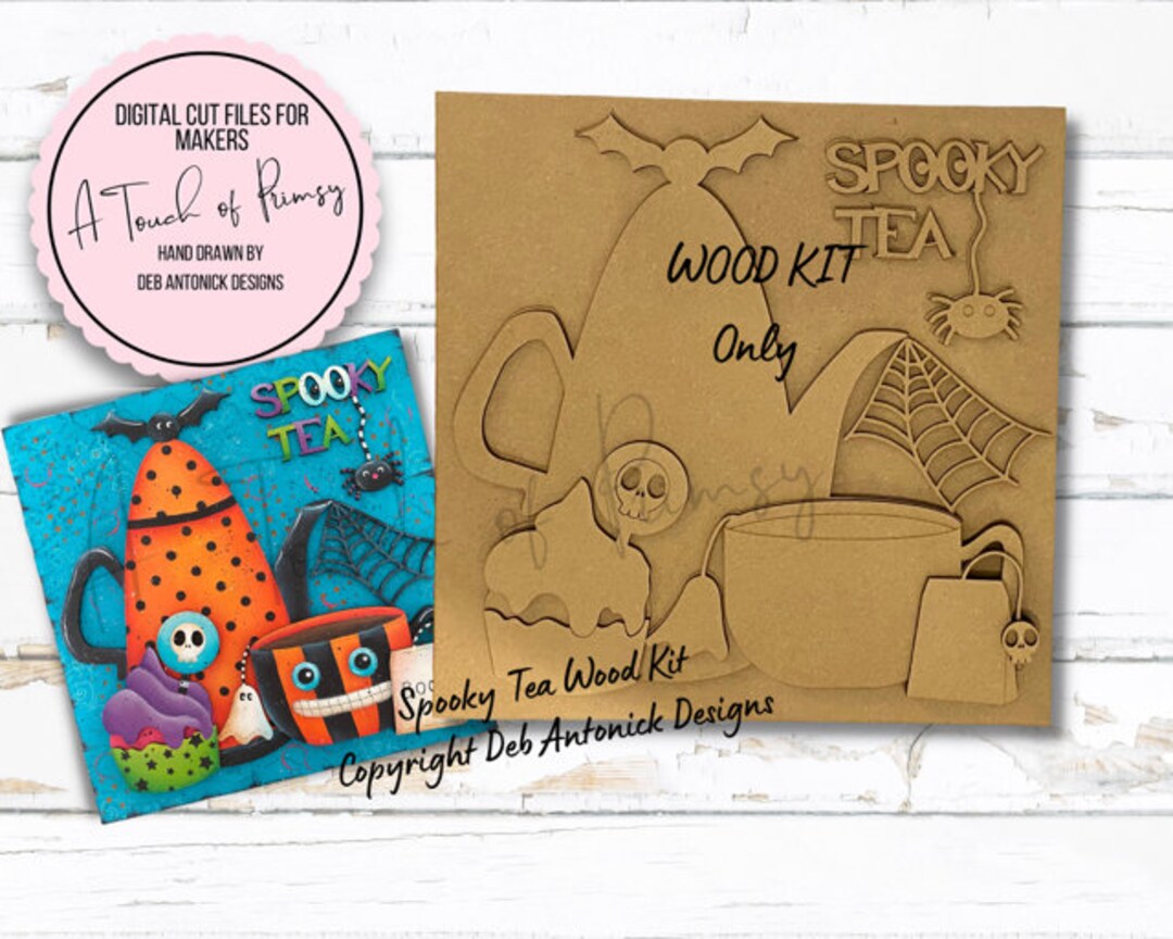 Spooky Tea DIY Wood Kit, A Touch of Primsy, Wood Blanks, Craft Surface ...